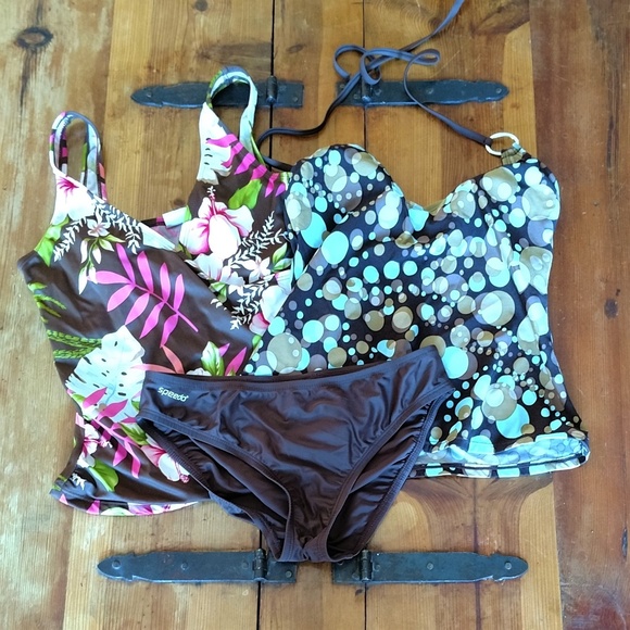 Speedo | Swim | Speedo Swimsuit 2 Tops Patterned Brown Bottom 6 | Poshmark